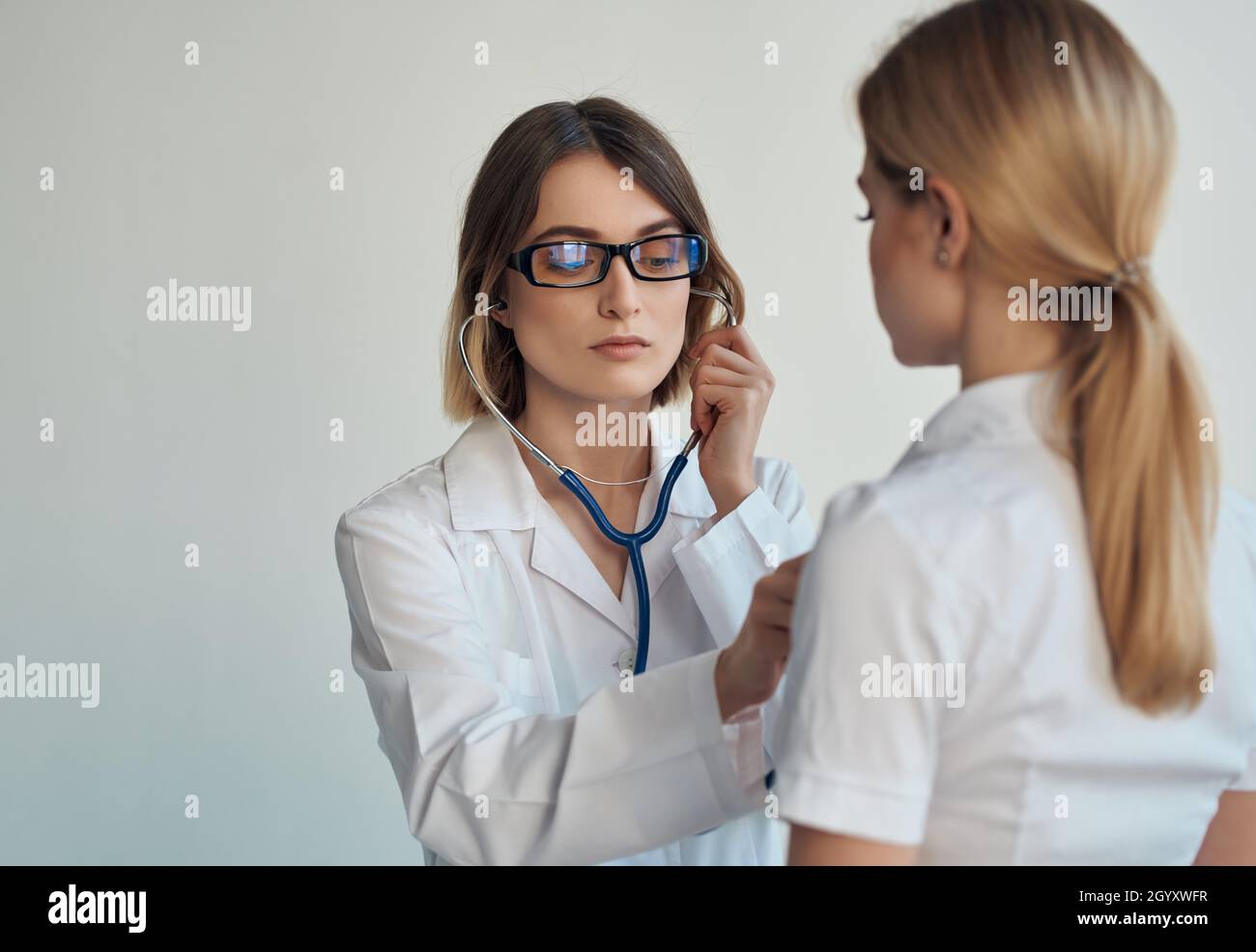 doctor stethoscope healing procedures treatment light background Stock ...