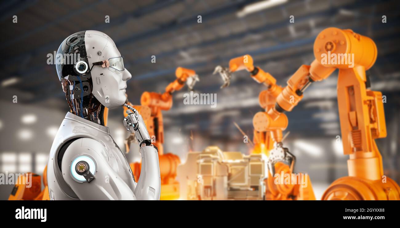 Automation Factory With 3d Rendering Robot Control Robot Arm In Factory 8563