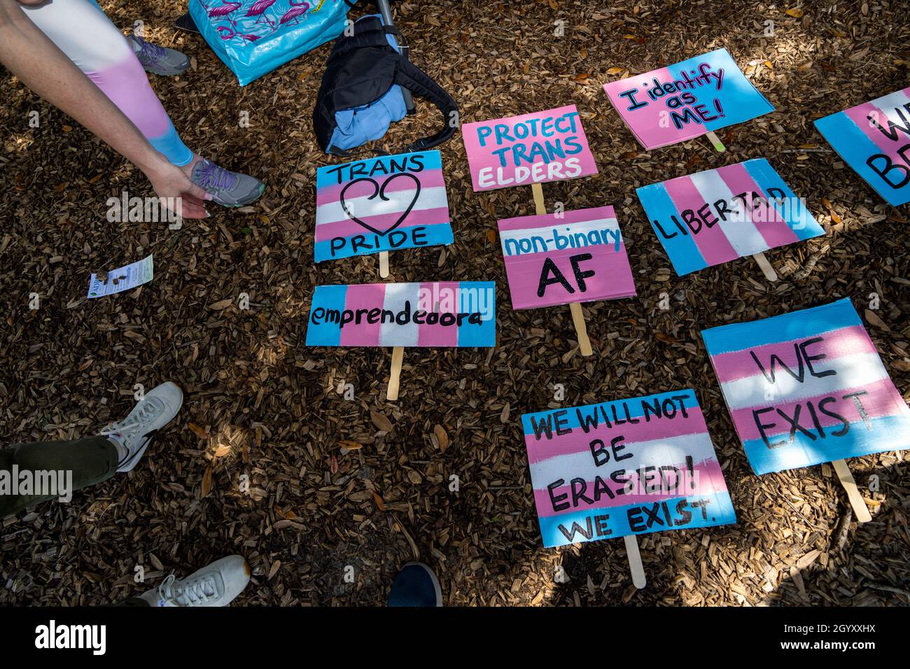 Orlando, United States. 09th Oct, 2021. Placards on the ground seen ...