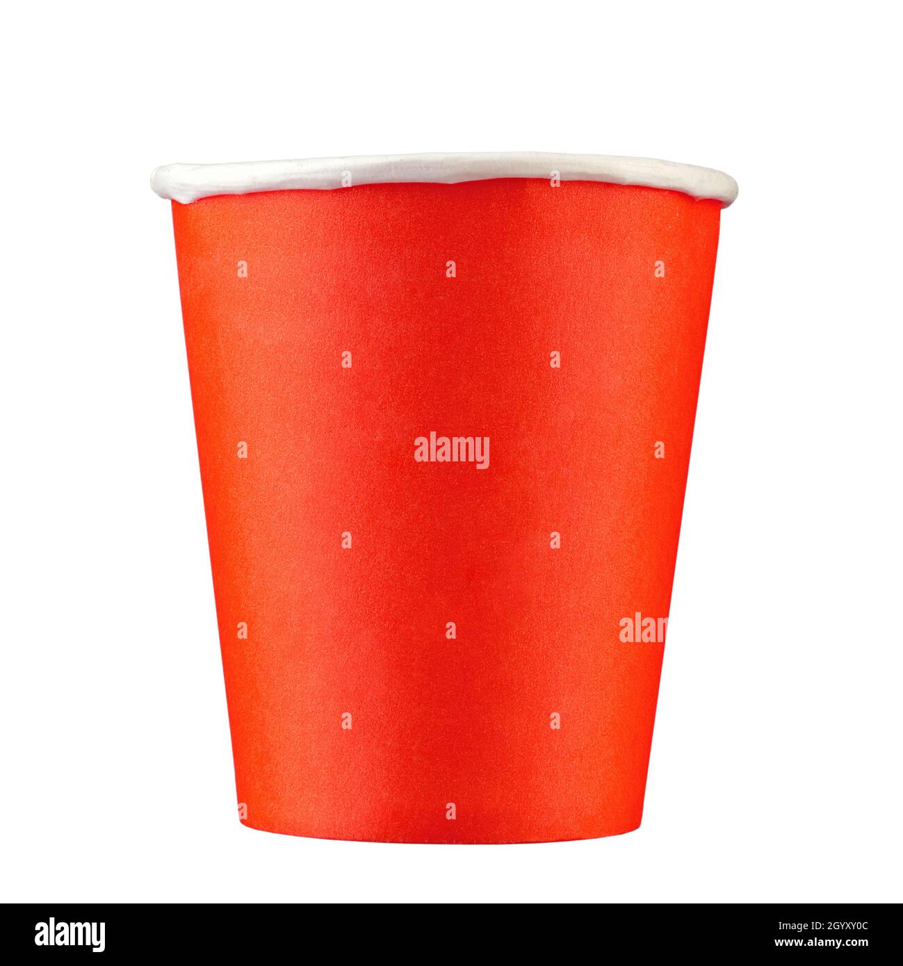 Empty takeaway coffee paper cup in red color isolated on white ...