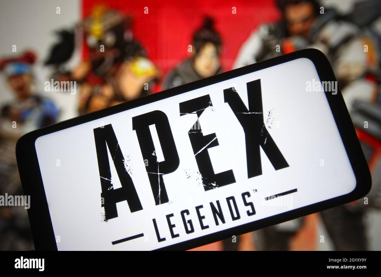 In this photo illustration an Apex Legends logo of a game is seen on a ...