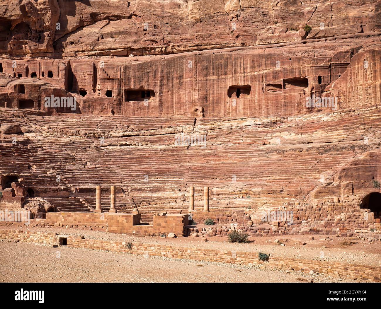 The Nabatean amphitheatre in the ancient city of Petra, Jordan. Theatre ...