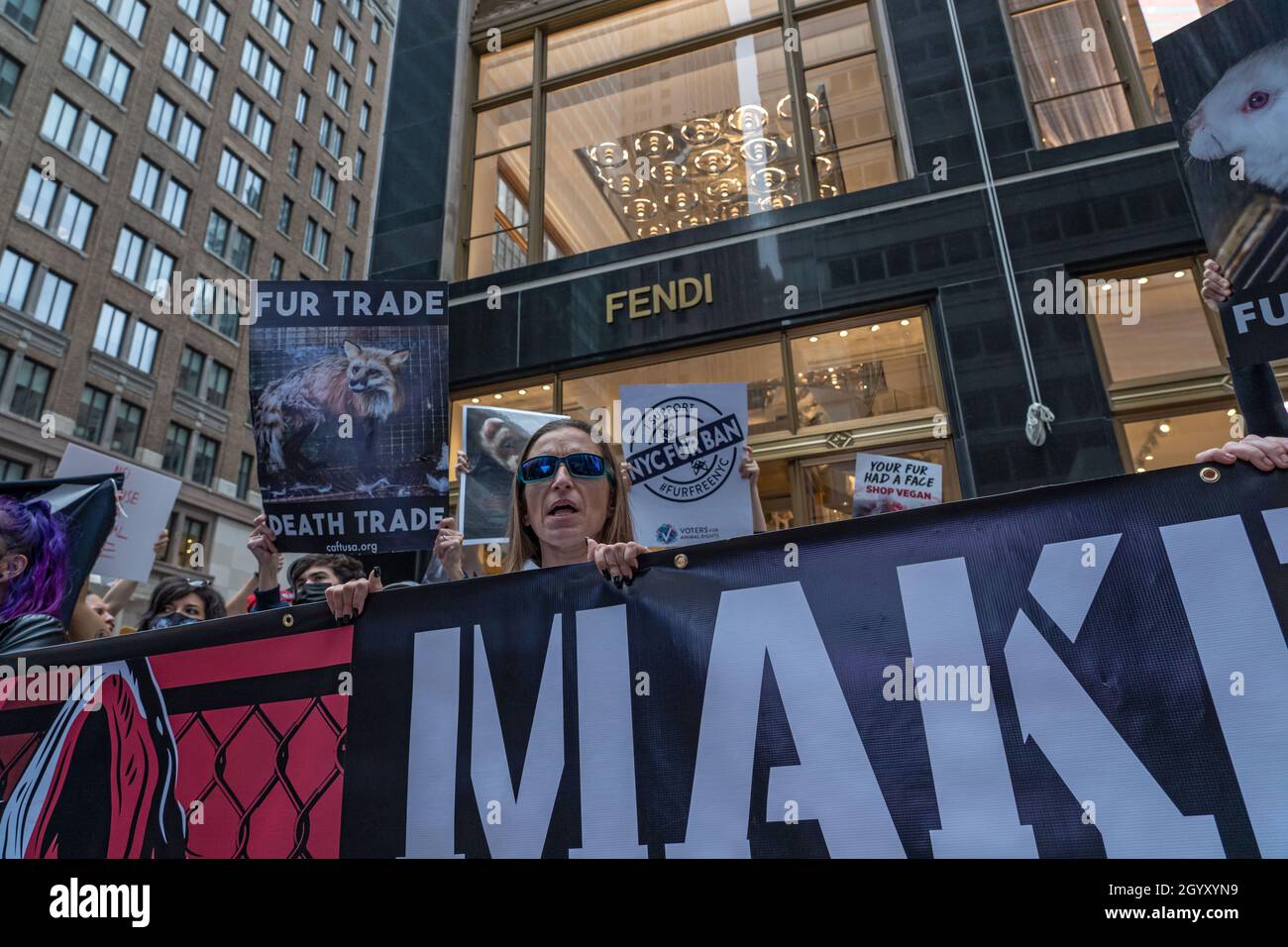 New York, United States. 09th Oct, 2021. Animal rights activists ...
