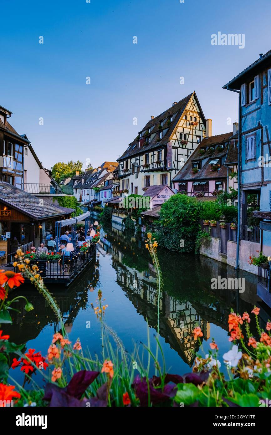 Colmar, Alsace, France July 2021. Petite Venice, water canal and ...