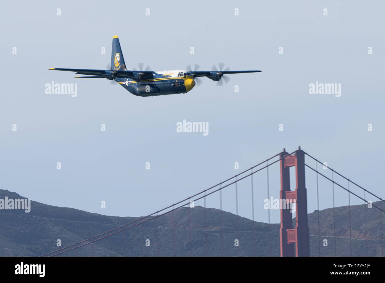 Oct 8, 2021; San Francisco, California, USA; The Blue Angels C-130J ...