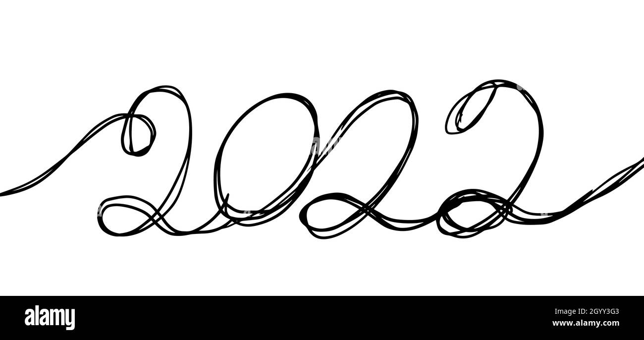 Pen drawing 2022 calligraphy . Vector illustration Stock Vector Image ...