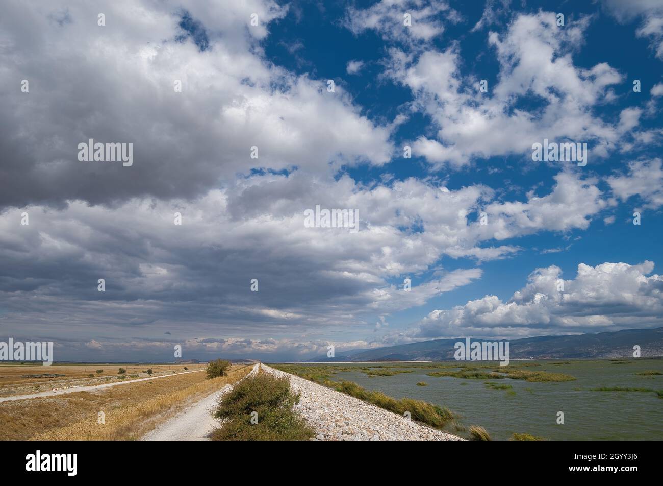 the beautiful lake Carla or Karla , protected wetland, ecology, Volos ...