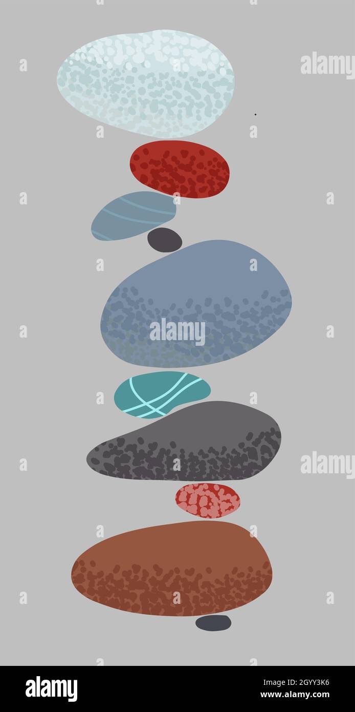 Pyramid of balancing colored stones. Vector minimalism style decor ...