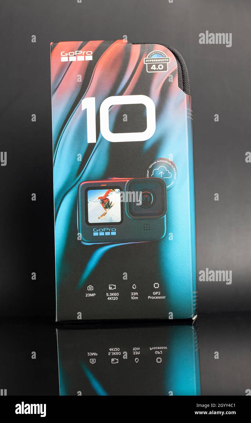 Moscow, Russia, October 10,2021 GoPro HERO10 Black Edition on black ...