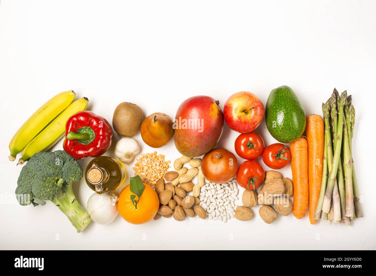 Healthy food clean eating on white background with copy space Stock ...