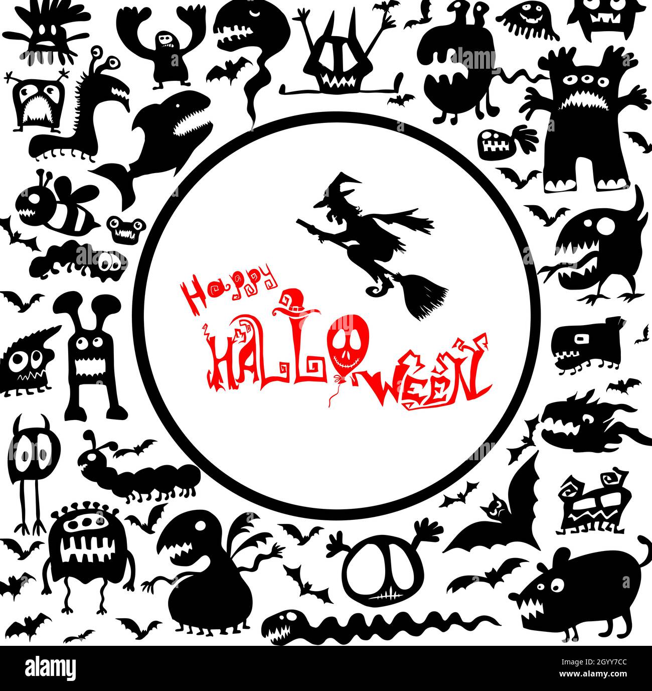 Funny monsters. Happy Halloween. Vector illustration Stock Vector Image ...
