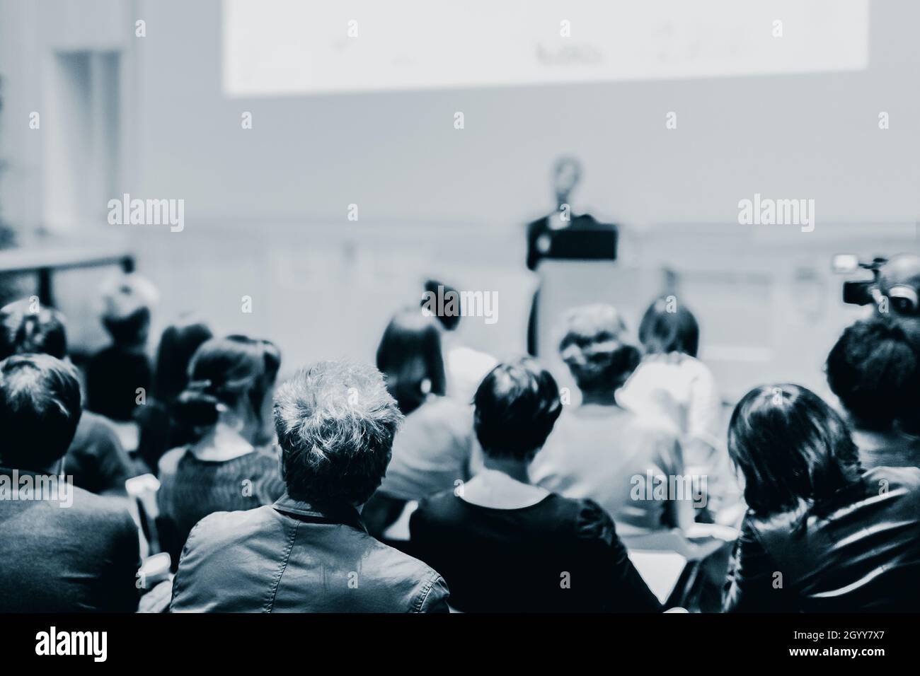 Woman giving presentation on business conference Stock Photo - Alamy