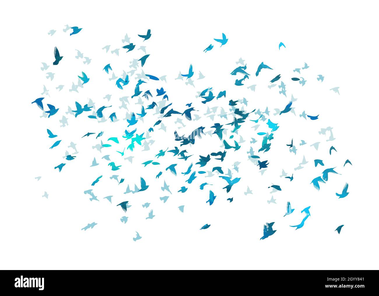 A flock of flying blue birds. Free birds. Vector illustration Stock ...