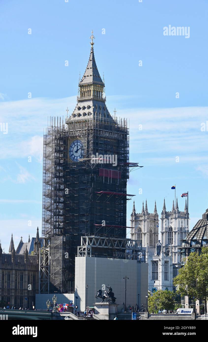 Big Ben undergoing renovation, Westminster, London. UK Stock Photo - Alamy