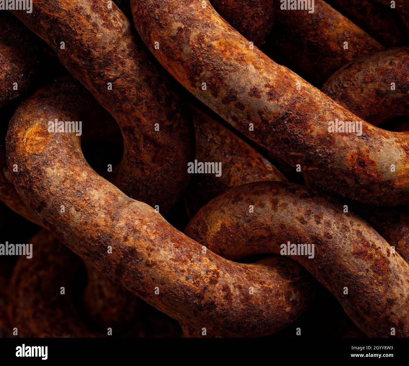 Backgrounds and textures: links of very old weathered rusty chain ...
