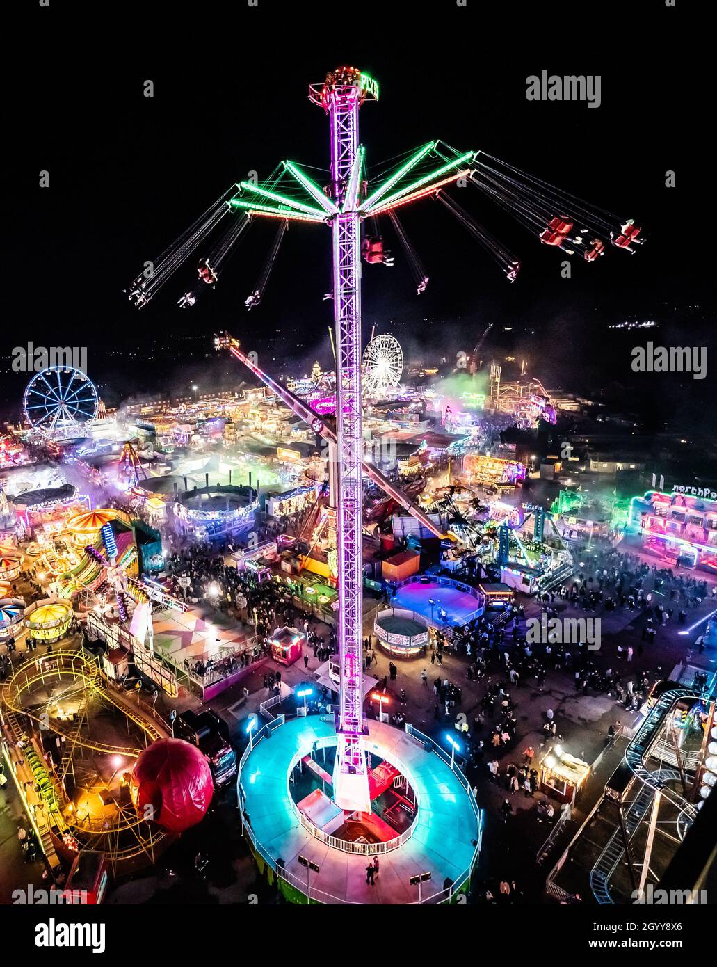 The opening night of The Hull Fair, in Hull, Yorkshire, one of the ...