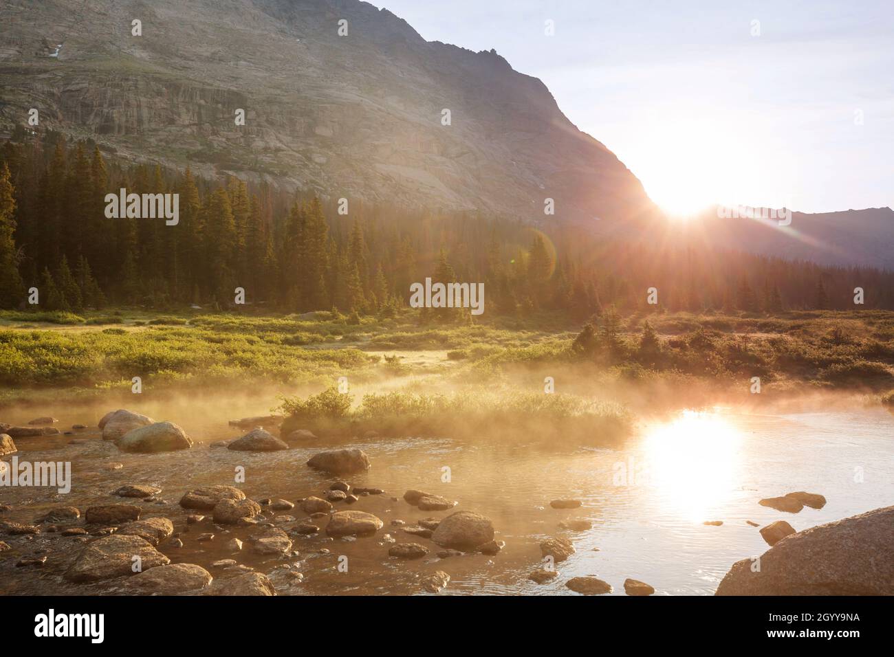 Serenity lake in the mountains in summer season. Beautiful natural ...