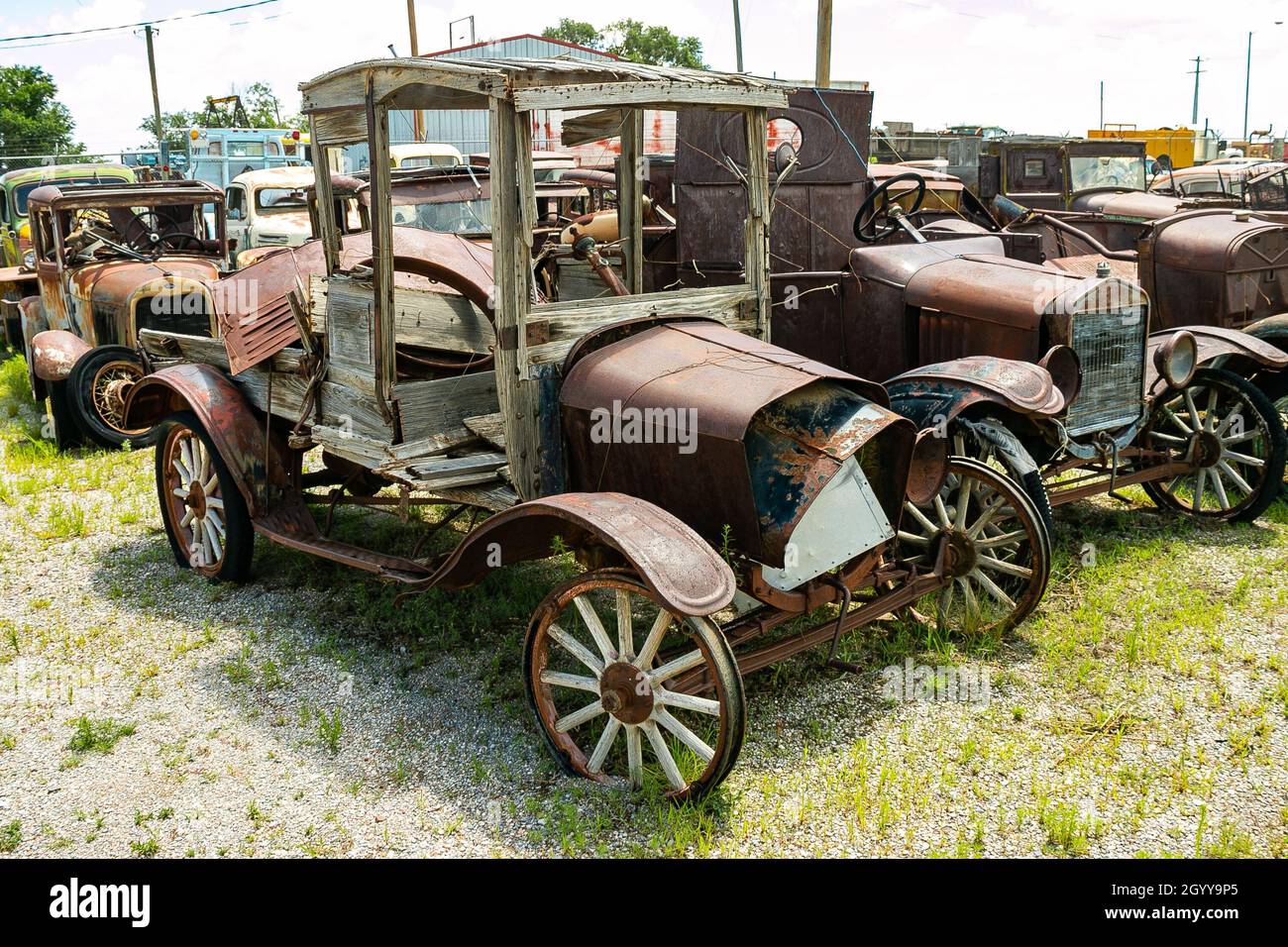 vintage American ford model T cars in junkyard Stock Photo - Alamy