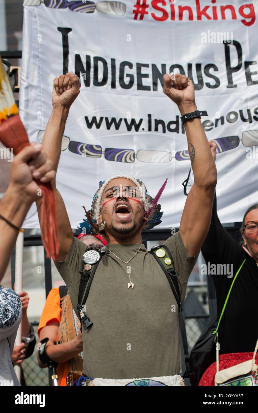 Rally supporting Indigenous Peoples Day, Boston, Massachusetts, USA. 09 ...