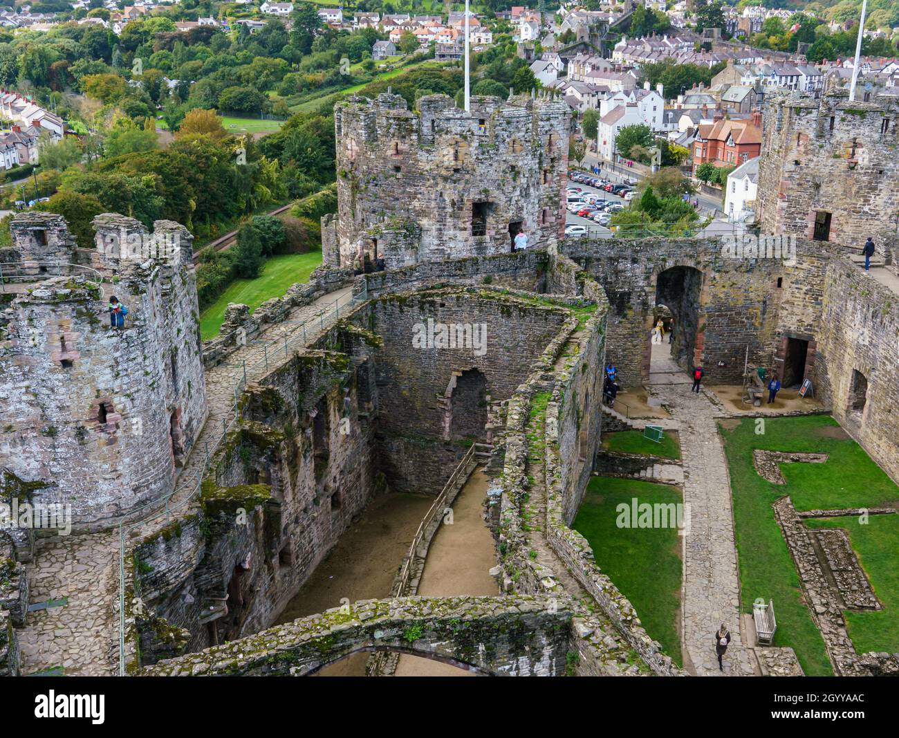 viiew of the inner courtyards and walls of the well preserved 13th ...