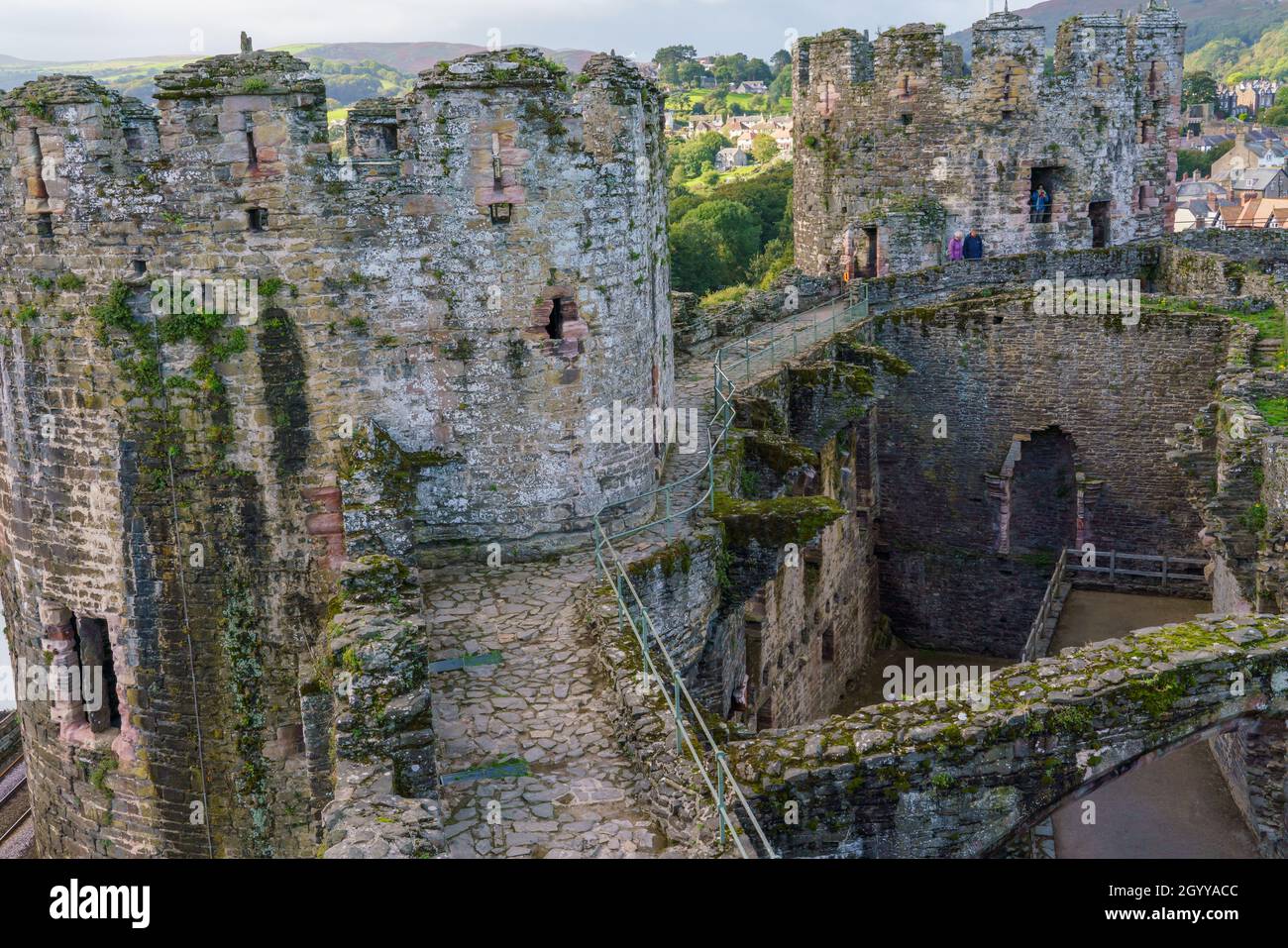 viiew of the inner courtyards and walls of the well preserved 13th ...