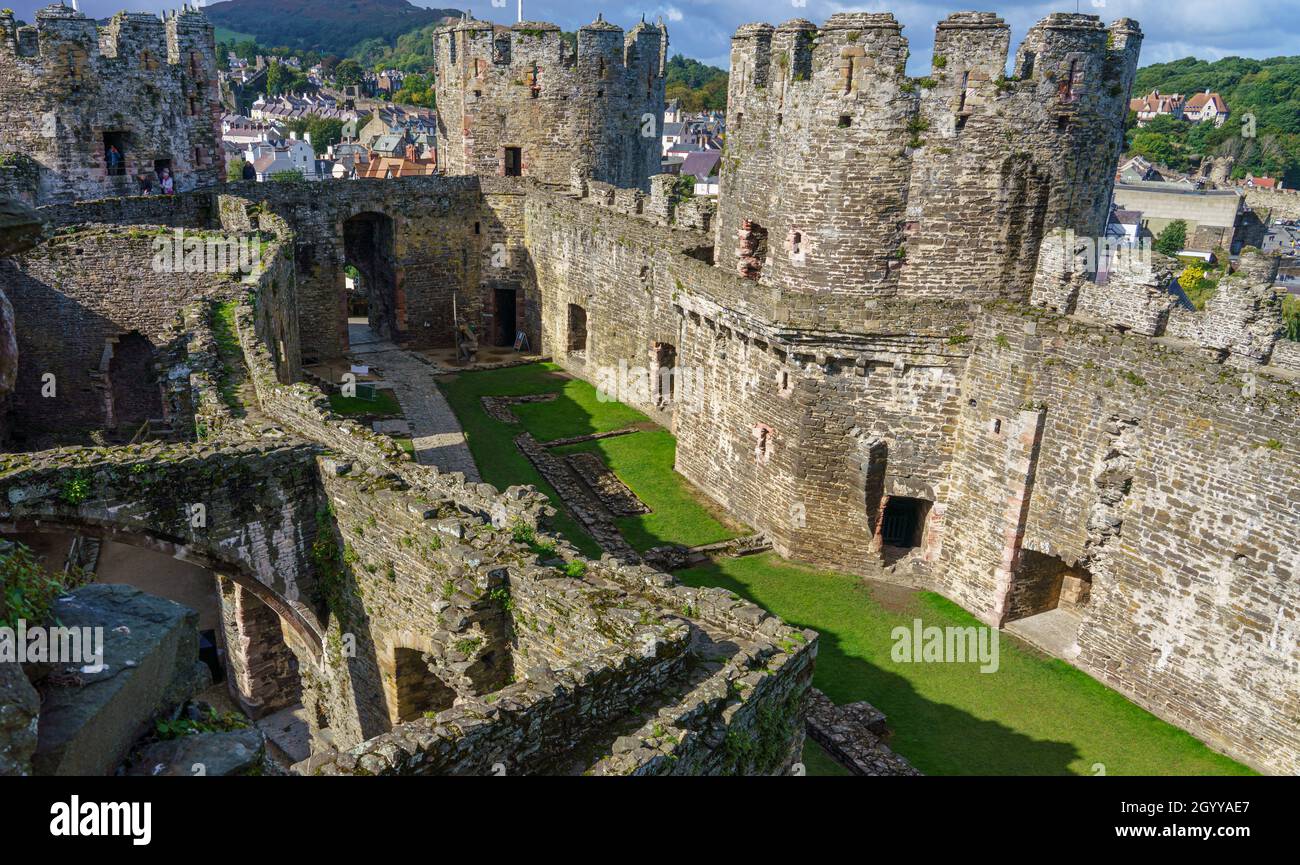 viiew of the inner courtyards and walls of the well preserved 13th ...