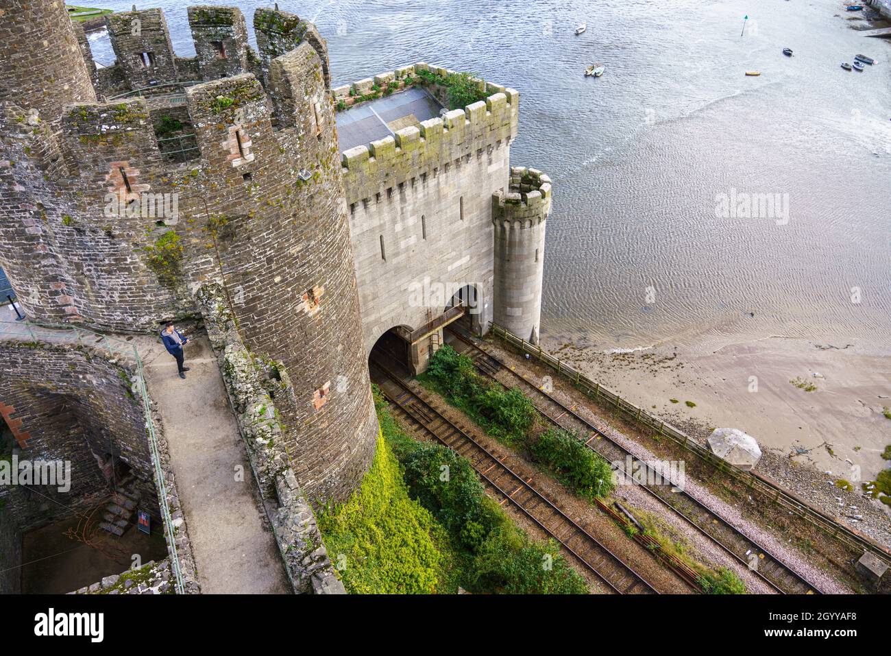 view of the estuary and towers of the well preserved 13th century ...