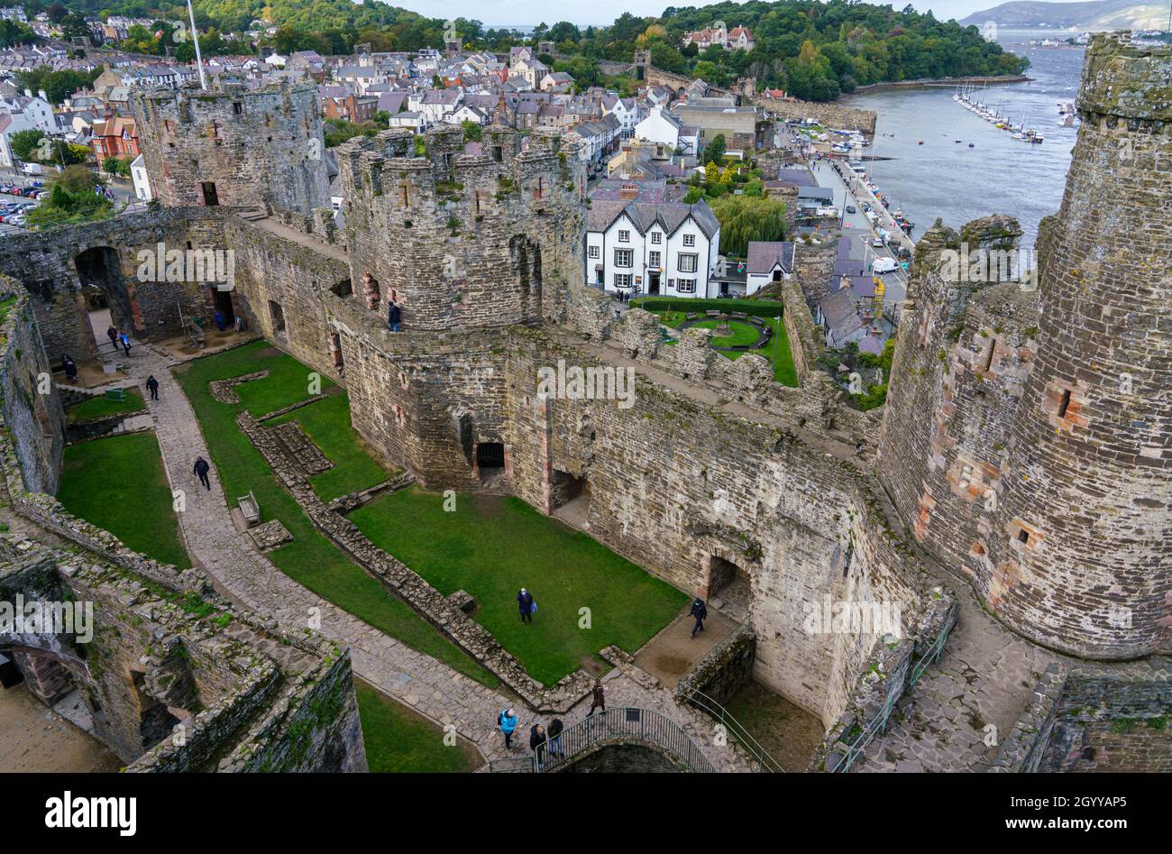 viiew of the inner courtyards and walls of the well preserved 13th ...