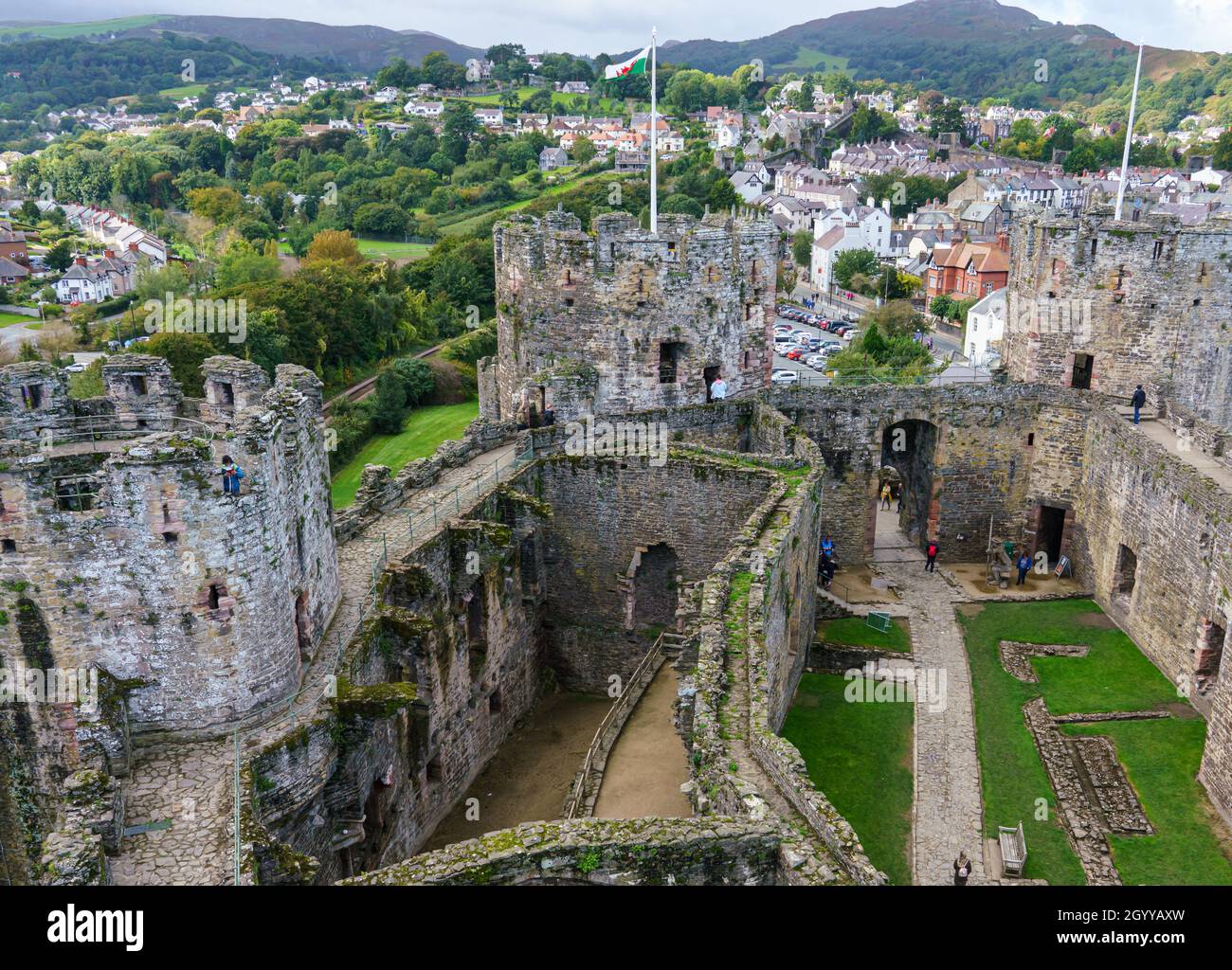 viiew of the inner courtyards and walls of the well preserved 13th ...
