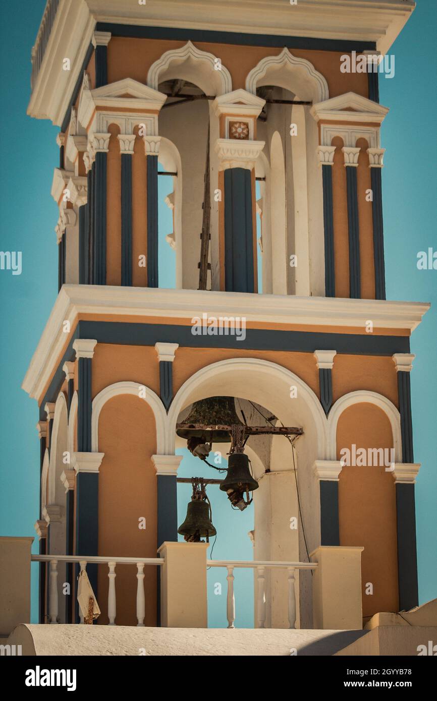 Santorini Island, Fira, Greece - October 08, 2021 Traditional orthodox ...