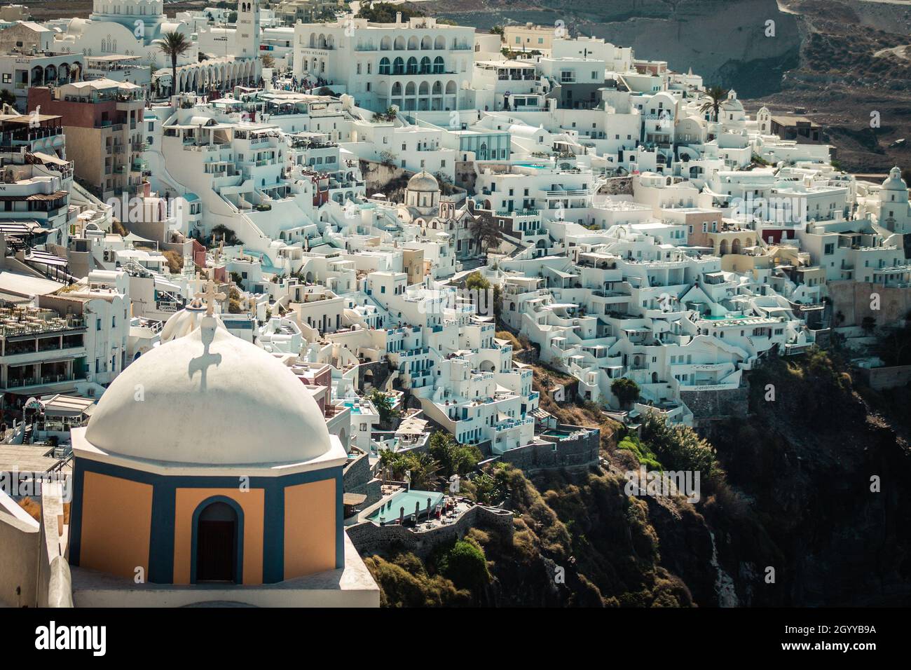 Santorini Island, Fira, Greece - October 08, 2021 Traditional orthodox ...