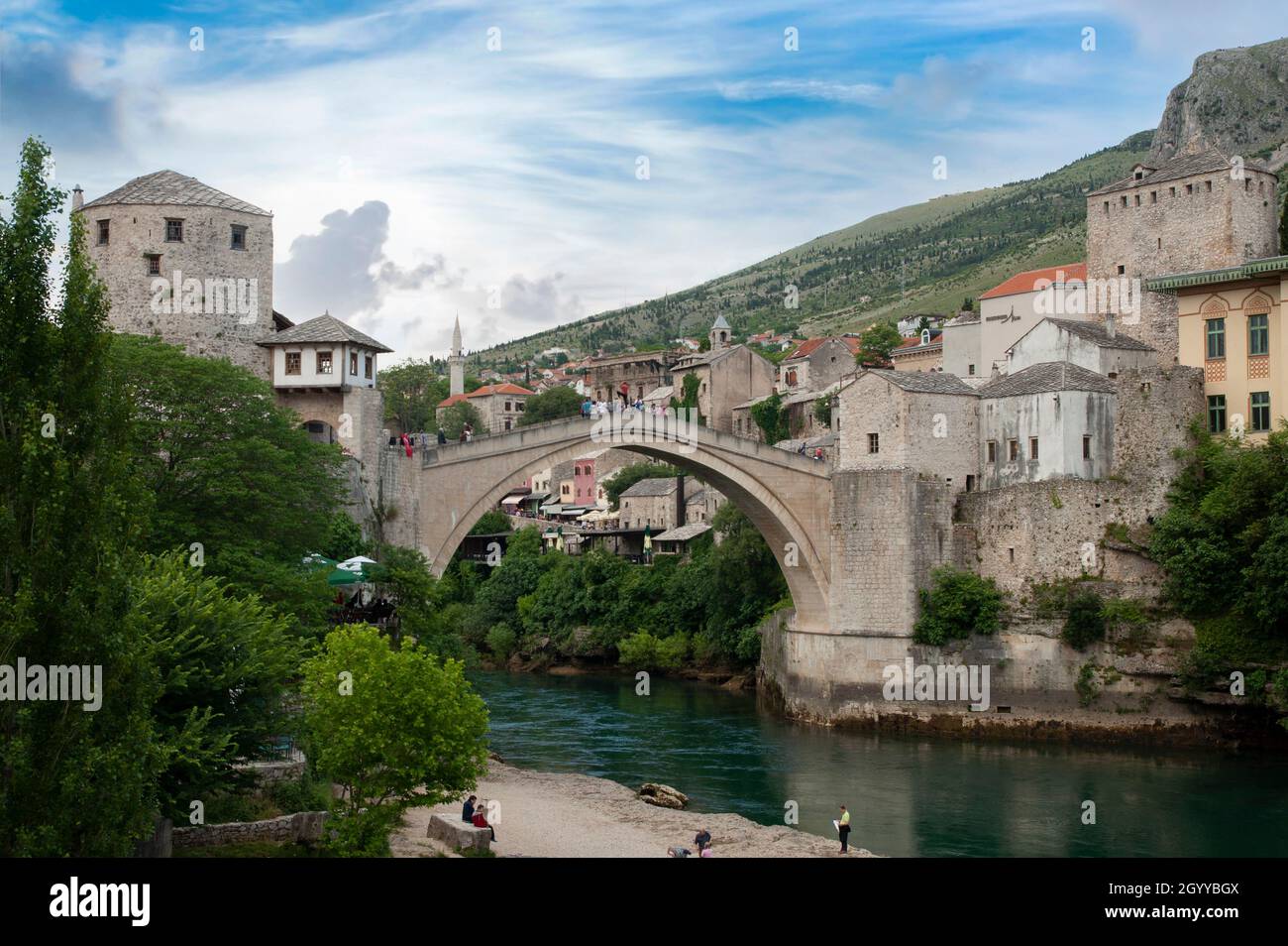 View of Stari Most Bridge in Mostar, june 2015, Bosnia Herzegovina ...