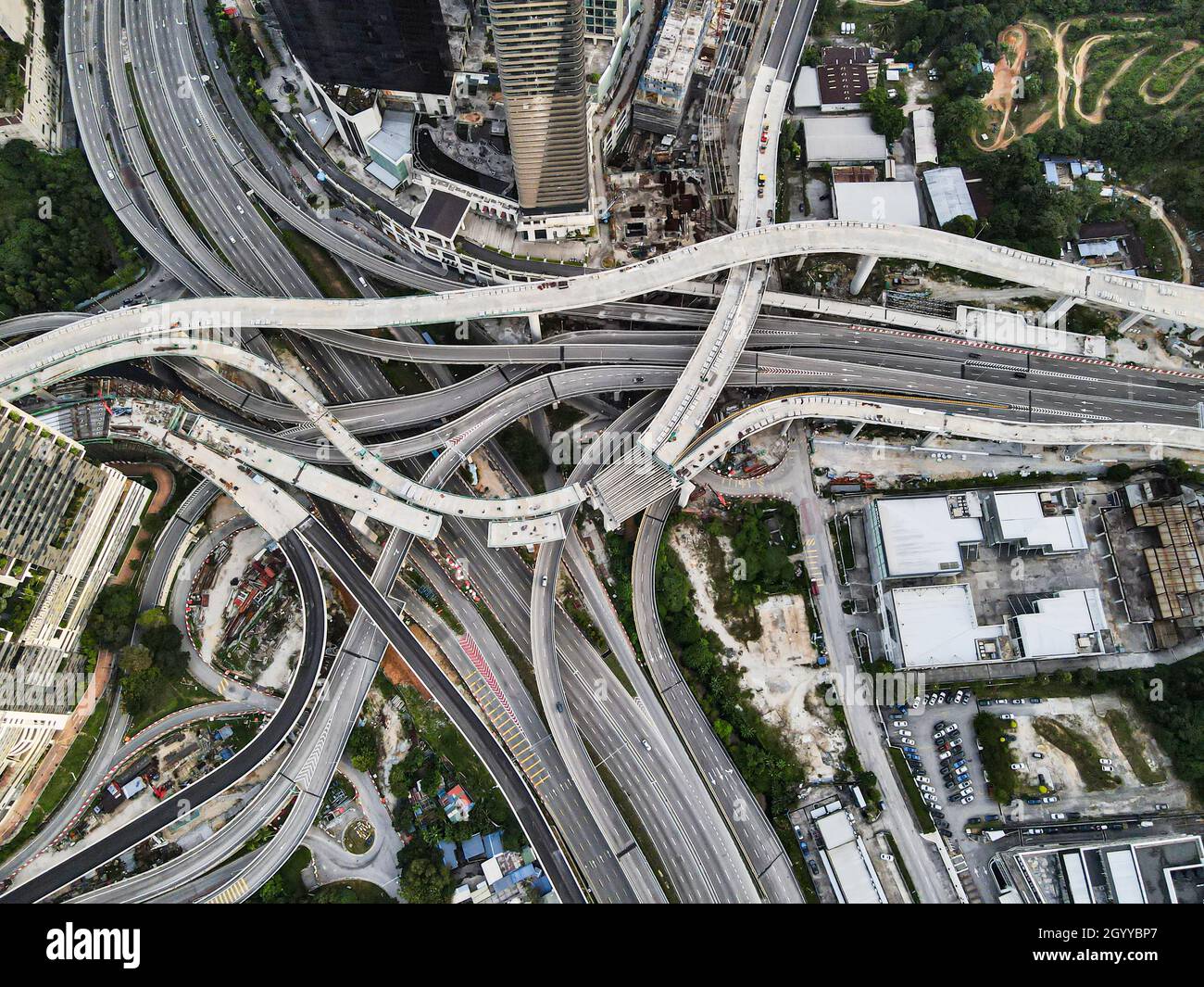 Aerial view complex highway interchange hi-res stock photography and ...