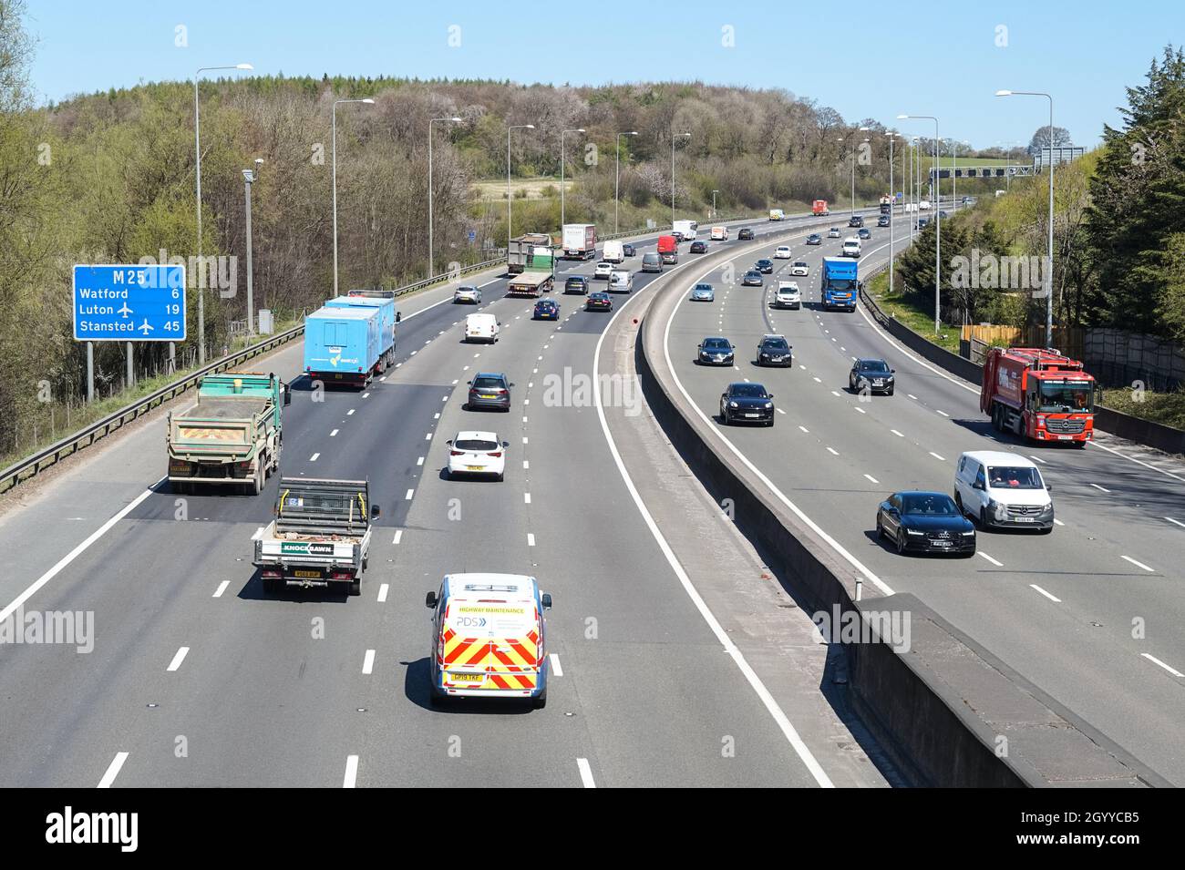 M25 or London Orbital Motorway in London England United Kingdom UK ...