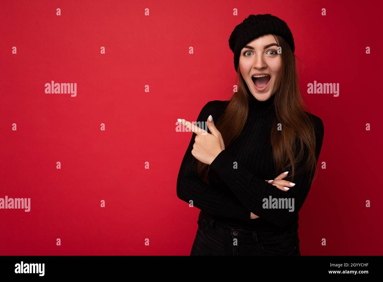 Portrait of beautiful fascinating emotional positive joyful happpy ...