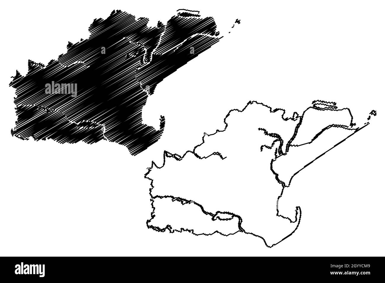 Kendrapara district (Odisha State, Republic of India) map vector ...