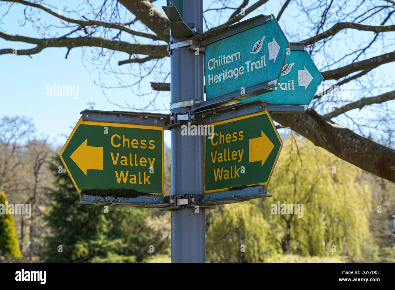 Chess Valley Walk signpost in Buckinghamshire, England United Kingdom ...