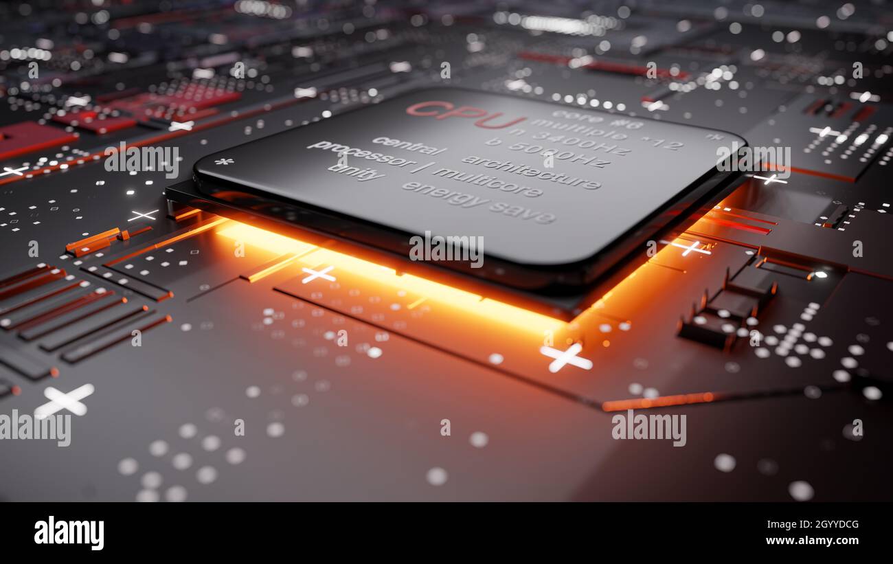 Abstract CPU with glow from below Stock Photo - Alamy