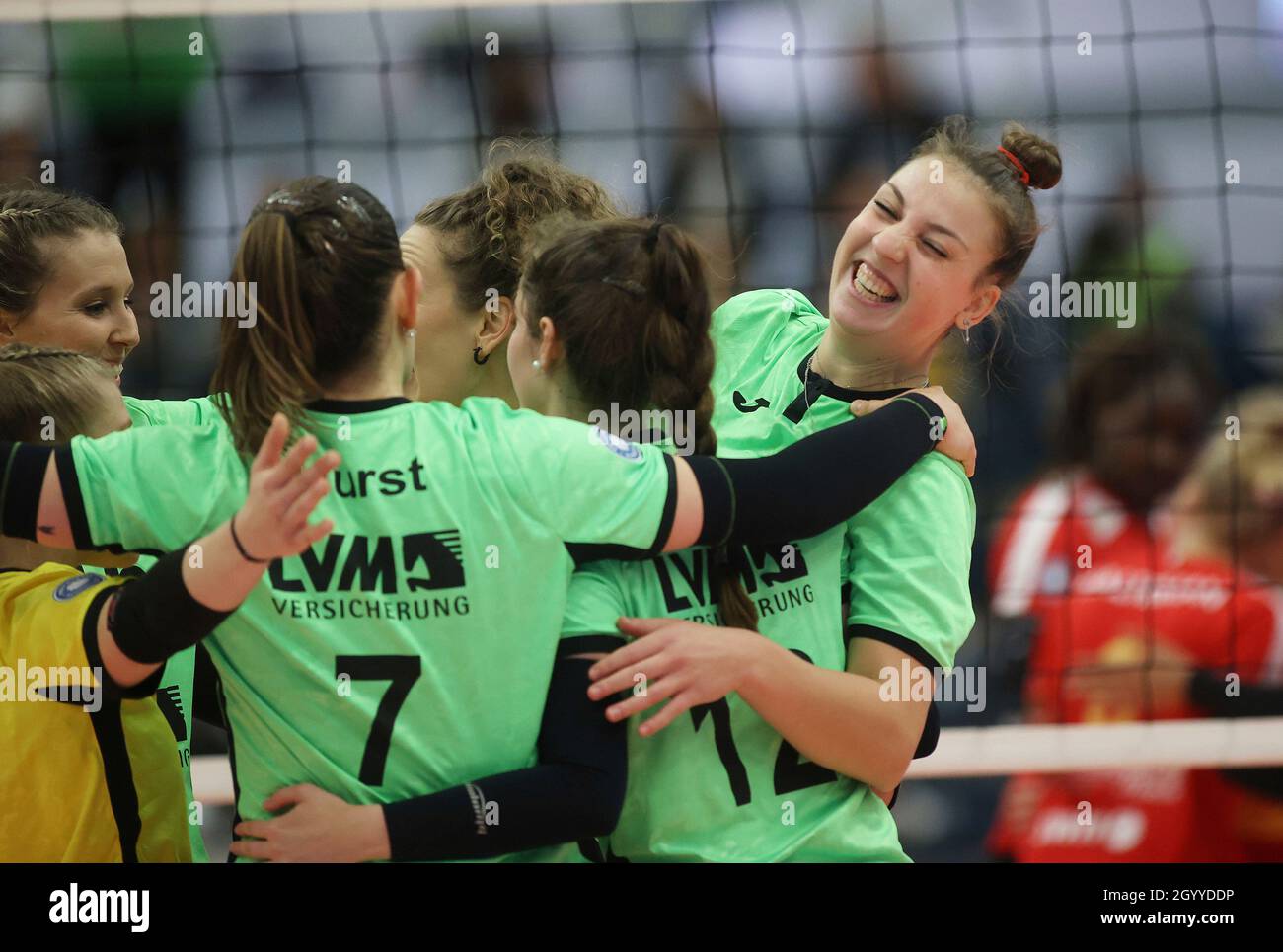 firo: 09.10.2021 Women Women Volleyball 1st Bundesliga: USC Muenster ...