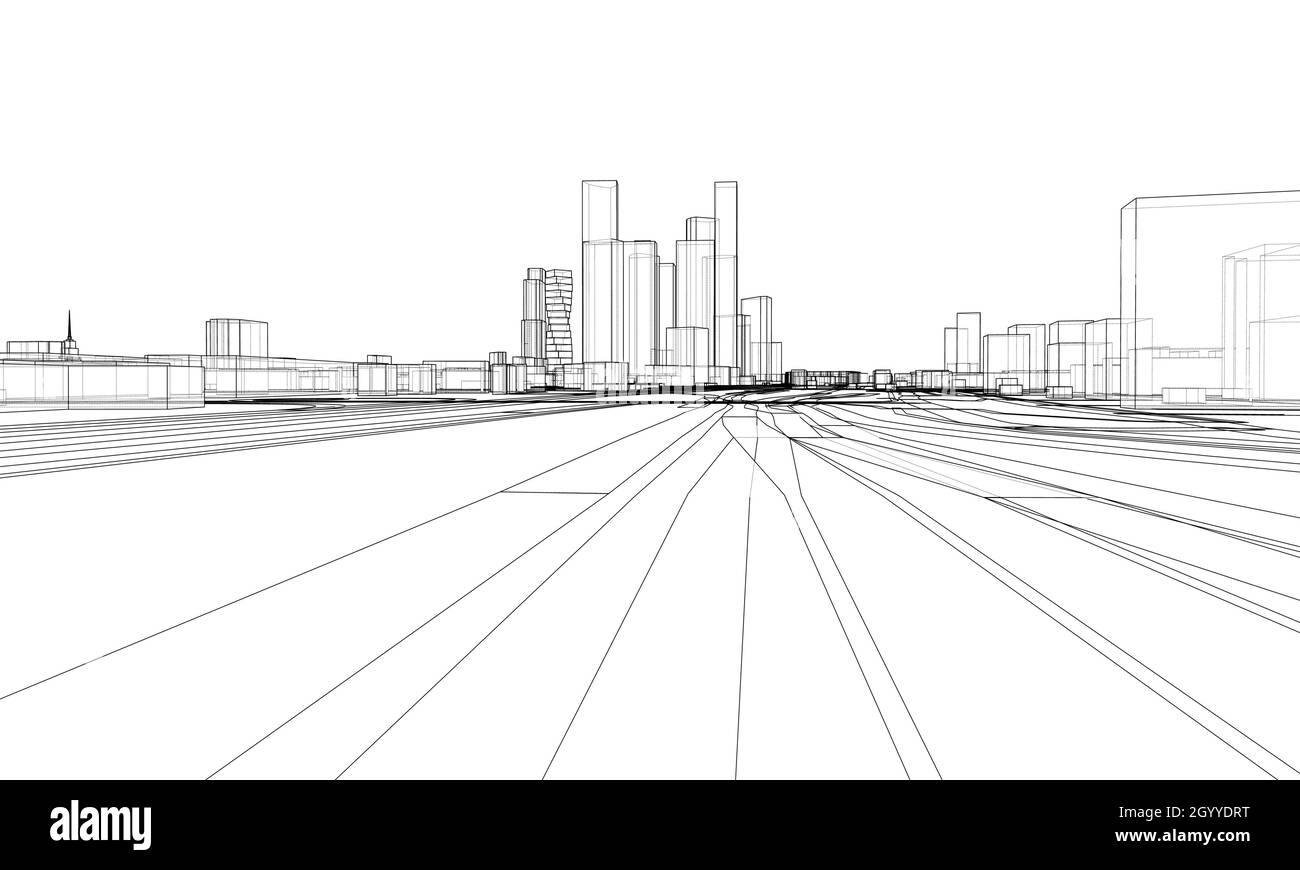 Vector lines buildings and city roads, town design Stock Vector Image ...