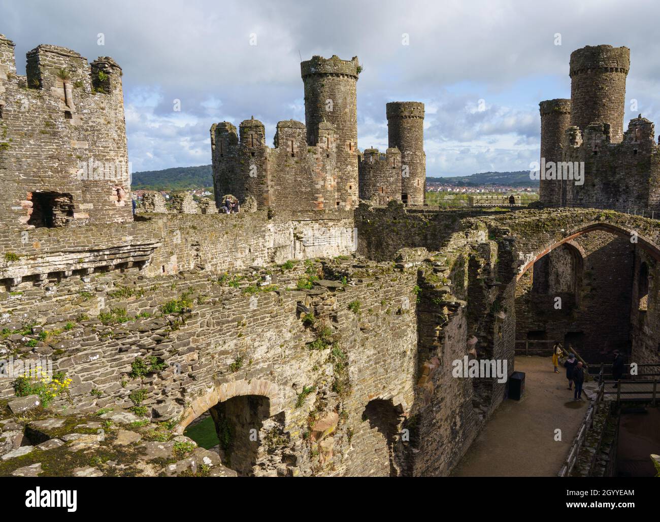 viiew of the inner courtyards and walls of the well preserved 13th ...