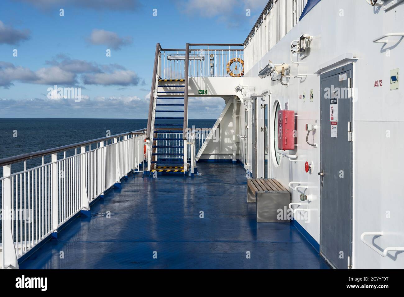 An open deck on MS Stena Edda during a daytime crossing of Stena Line ...