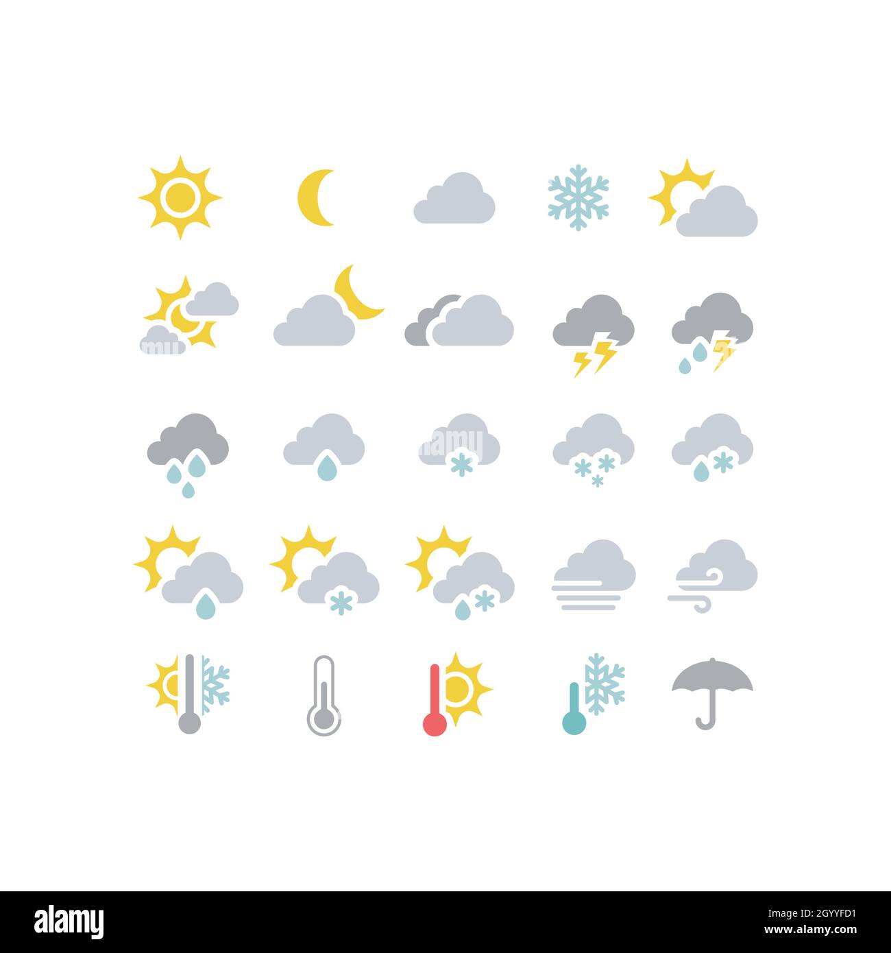 Weather forecast colorful vector icon set. Stormy, sunny, rain, snow ... Weather forecast colorful vector icon set. Stormy, sunny, rain, snow ...