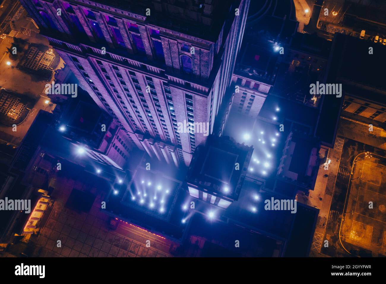 Notable high-rise building Palace of Culture and Science covered in fog ...