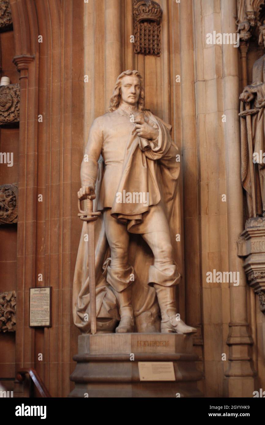 John Hampden statue in Westminster Palace, Houses of Parliament ...