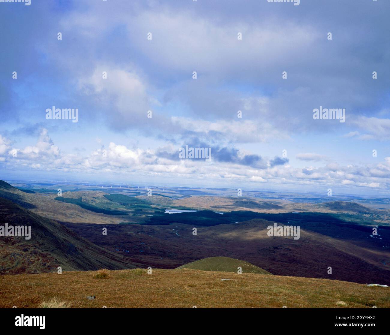 A view across the Galloway Forest Park from the summit of Merrick ...