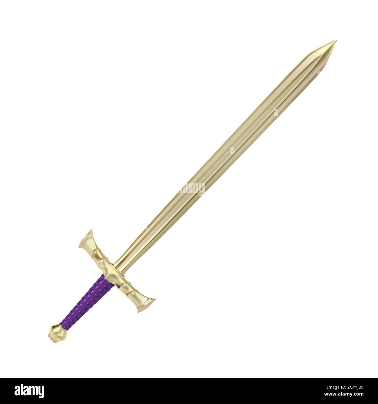Golden sword isolated on white background Stock Photo - Alamy