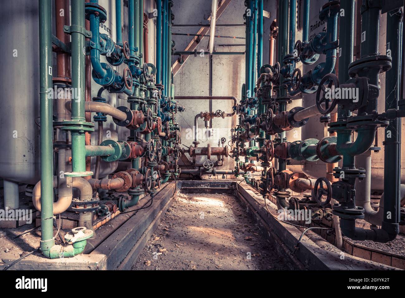 Creepy abandoned industry area with power plant a lost place a decayed ...