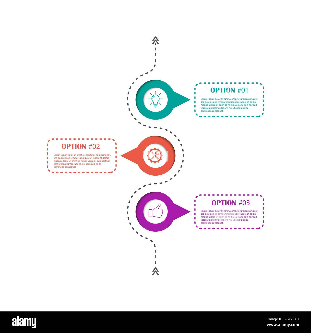 Infographic diagram of the process. 3 steps of options to achieve ...
