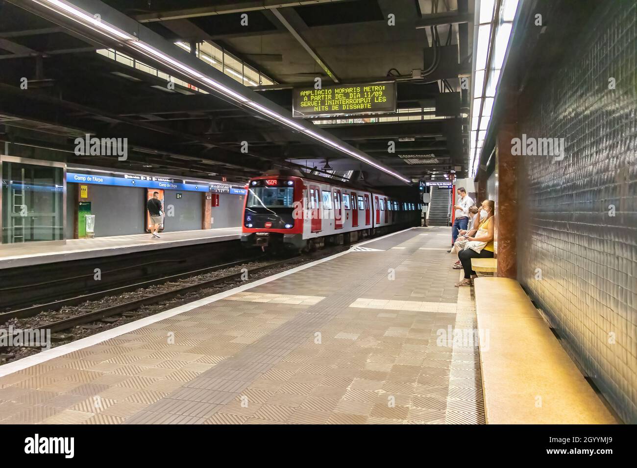 Barcelona, Spain - September 19, 2021: Subway train in movement ...